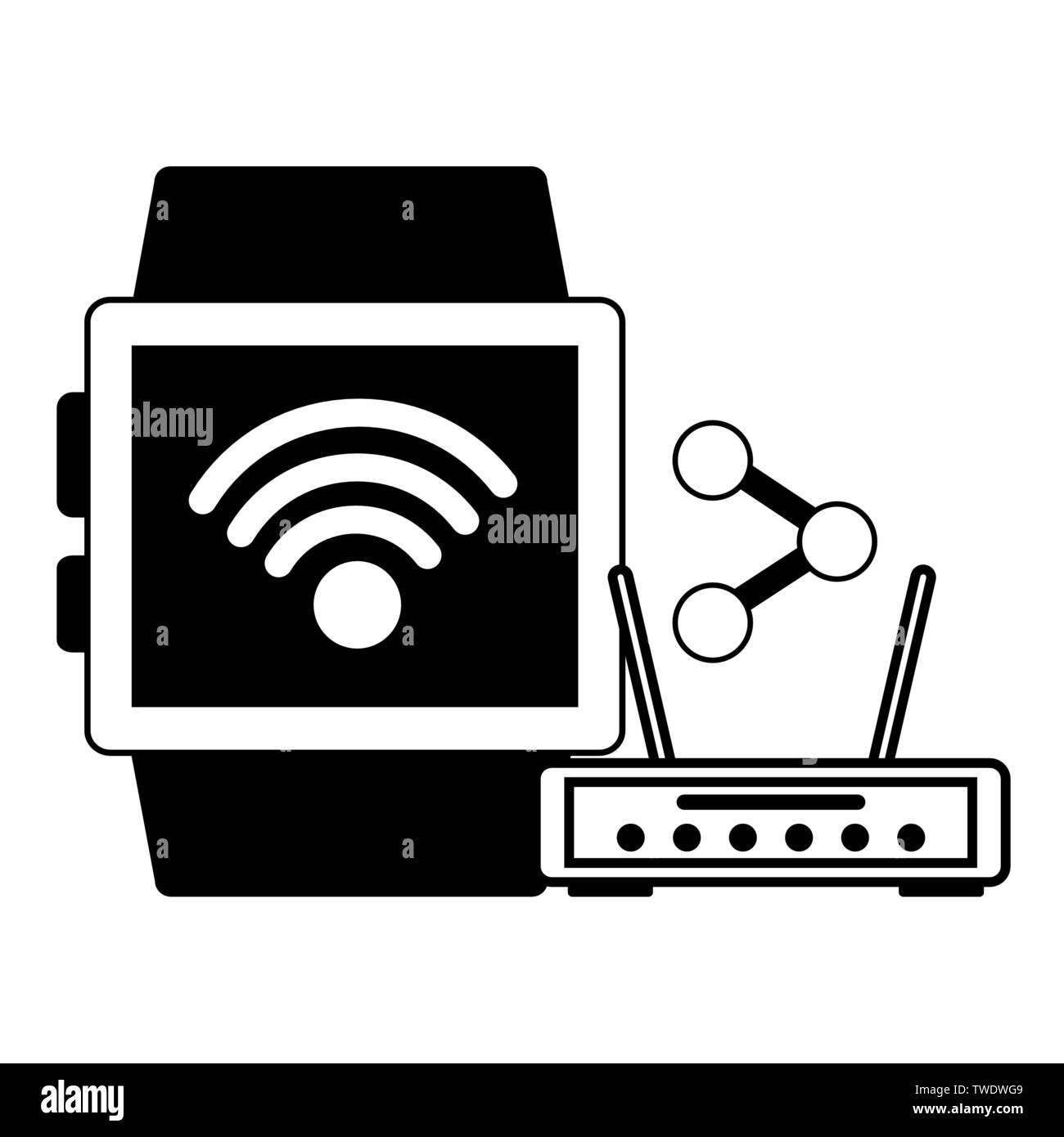 smart watch router share wifi free connection vector illustration Stock ...
