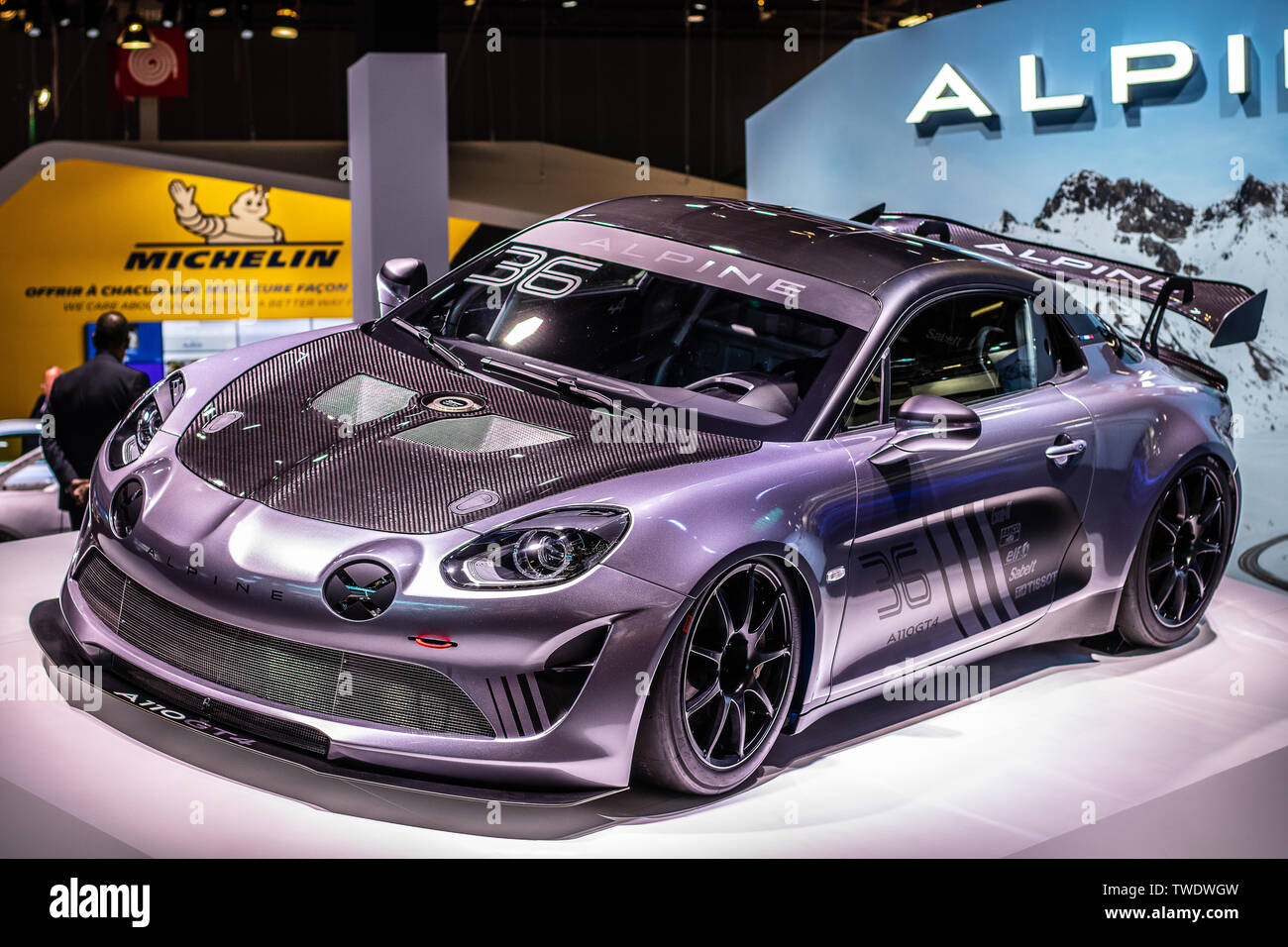 Paris, France, October 02, 2018: metallic graphite Alpine A110 GT4 ...