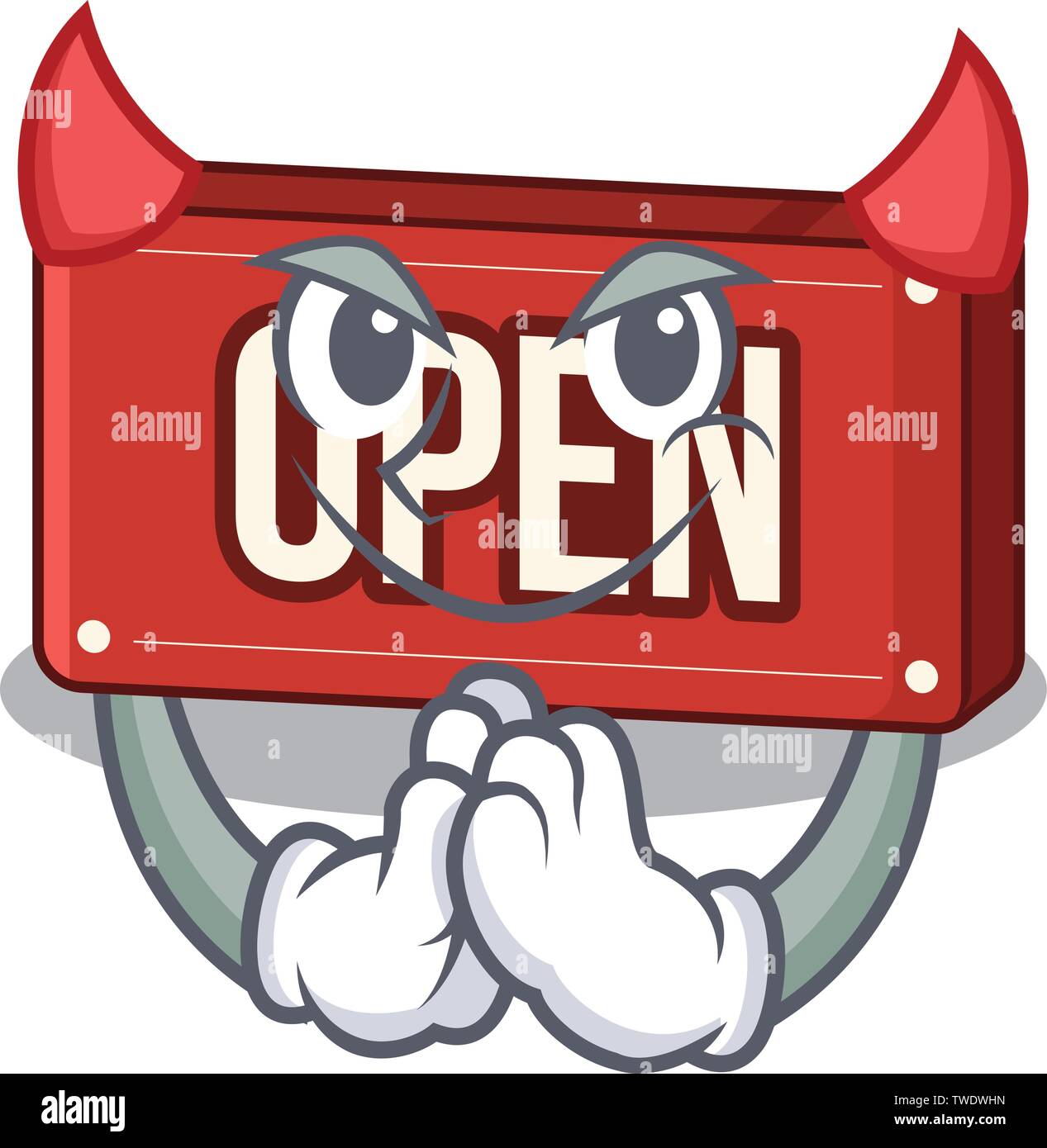 Devil open sign on the a charcter Stock Vector Image & Art - Alamy