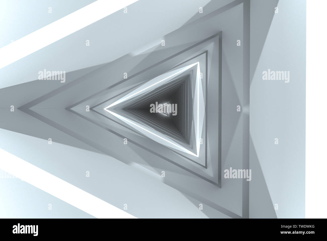 Three-dimensional rendering, luminous triangular channel Stock Photo ...