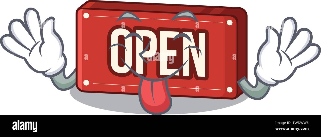 Tongue out open sign above on table cartoon Stock Vector Image & Art ...