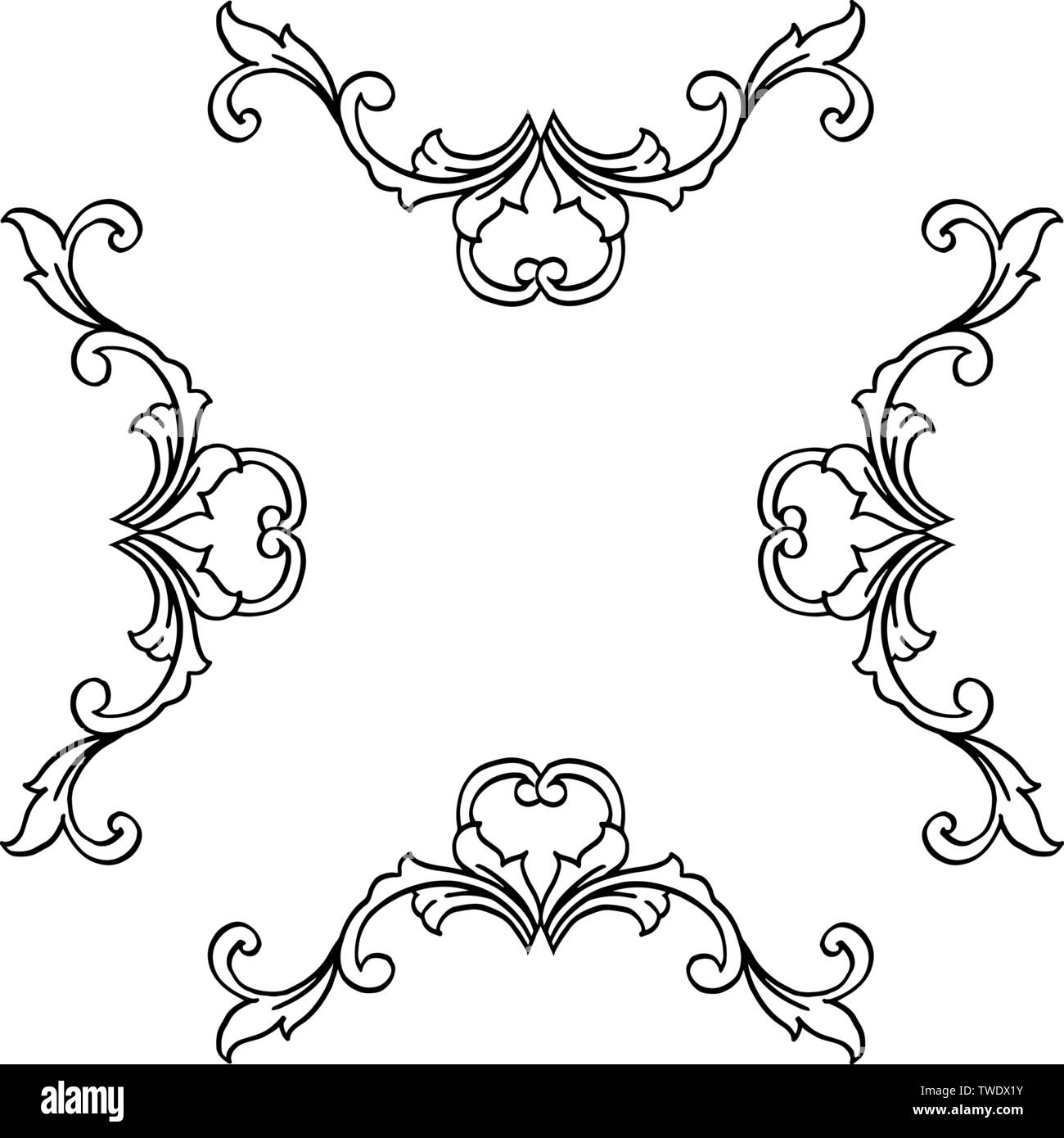 Vector illustration of card with drawing flower frame hand drawn Stock ...
