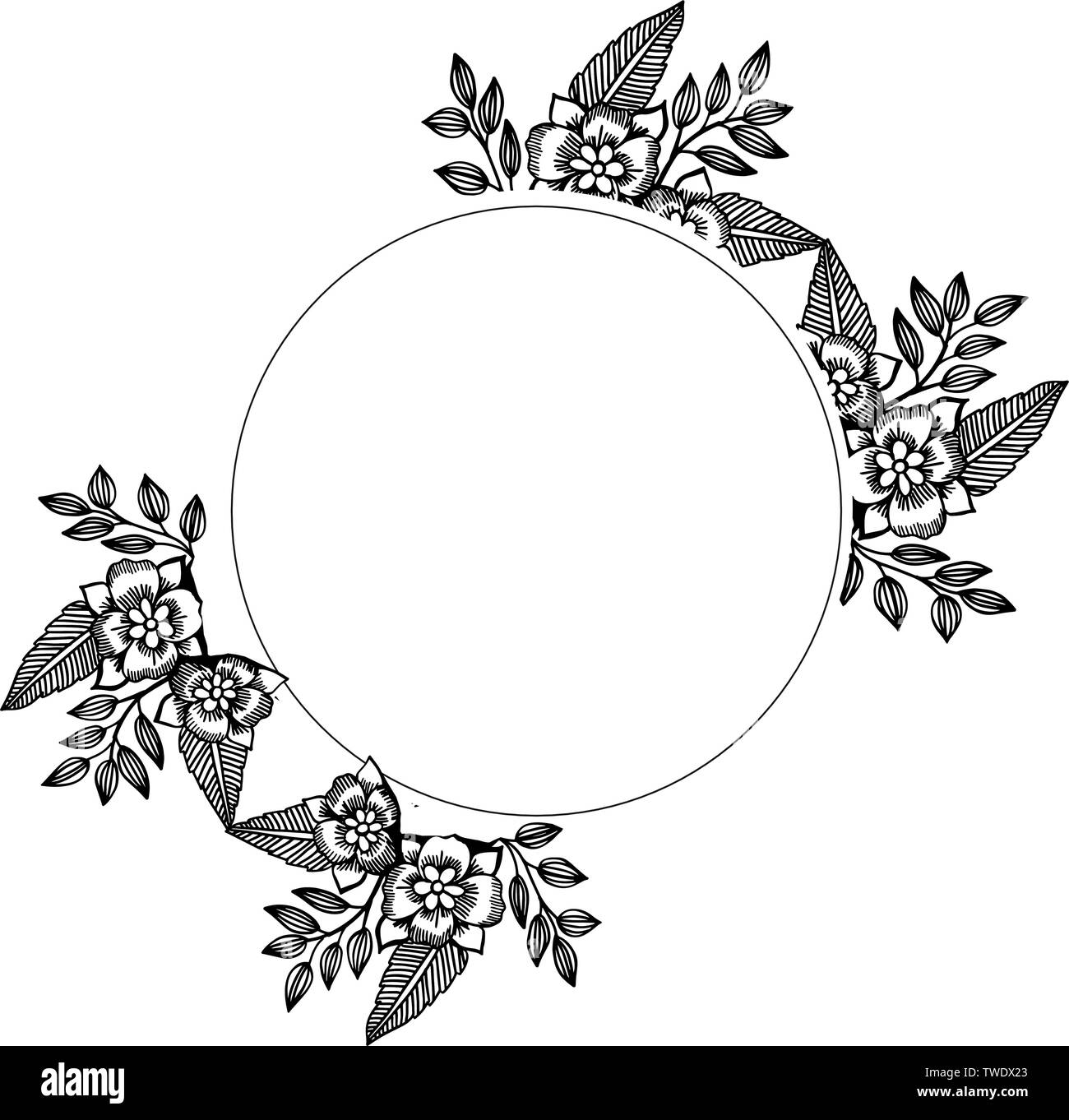 Vector illustration of card with drawing flower frame hand drawn Stock ...