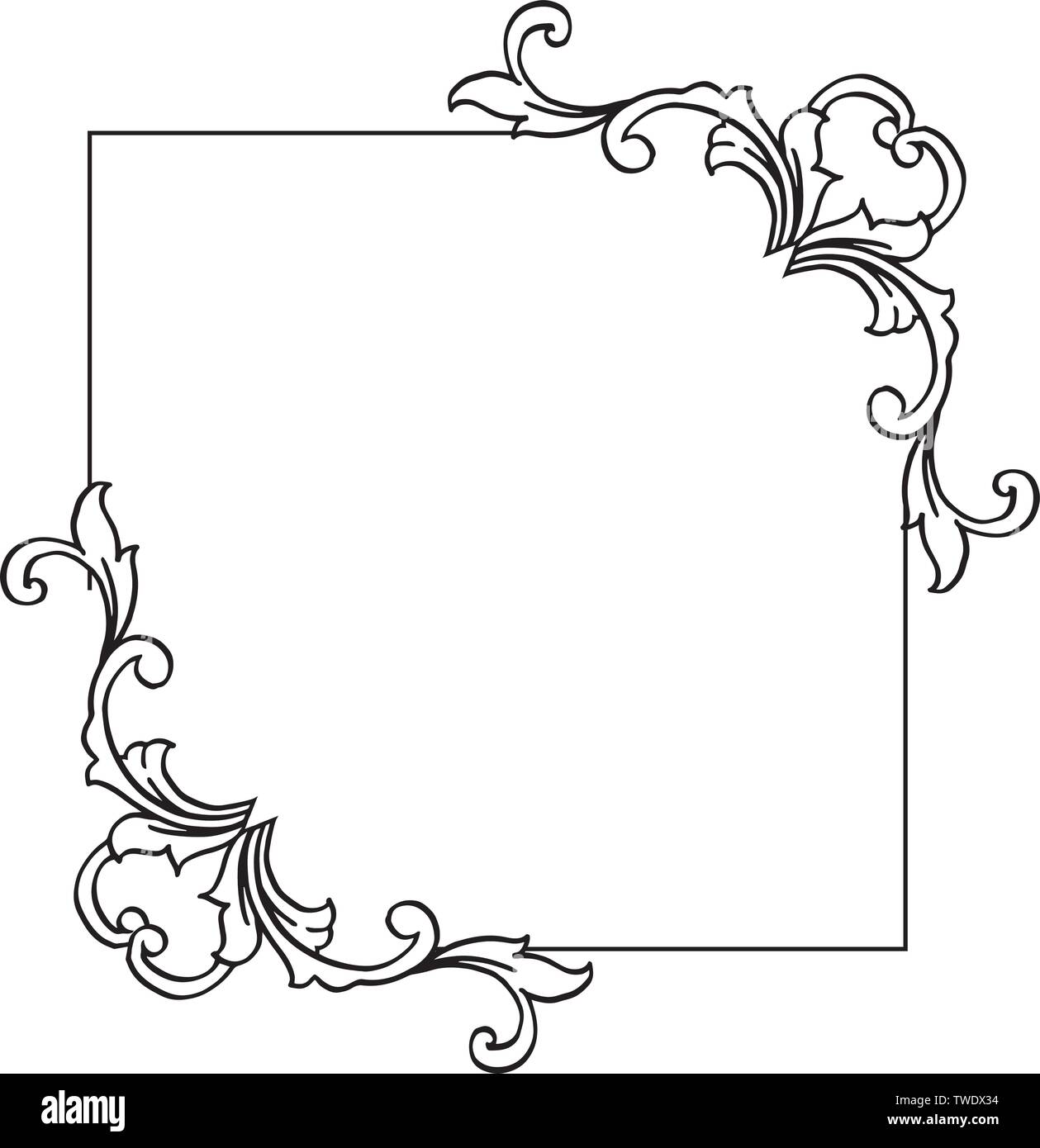 Vector illustration of card with drawing flower frame hand drawn Stock ...