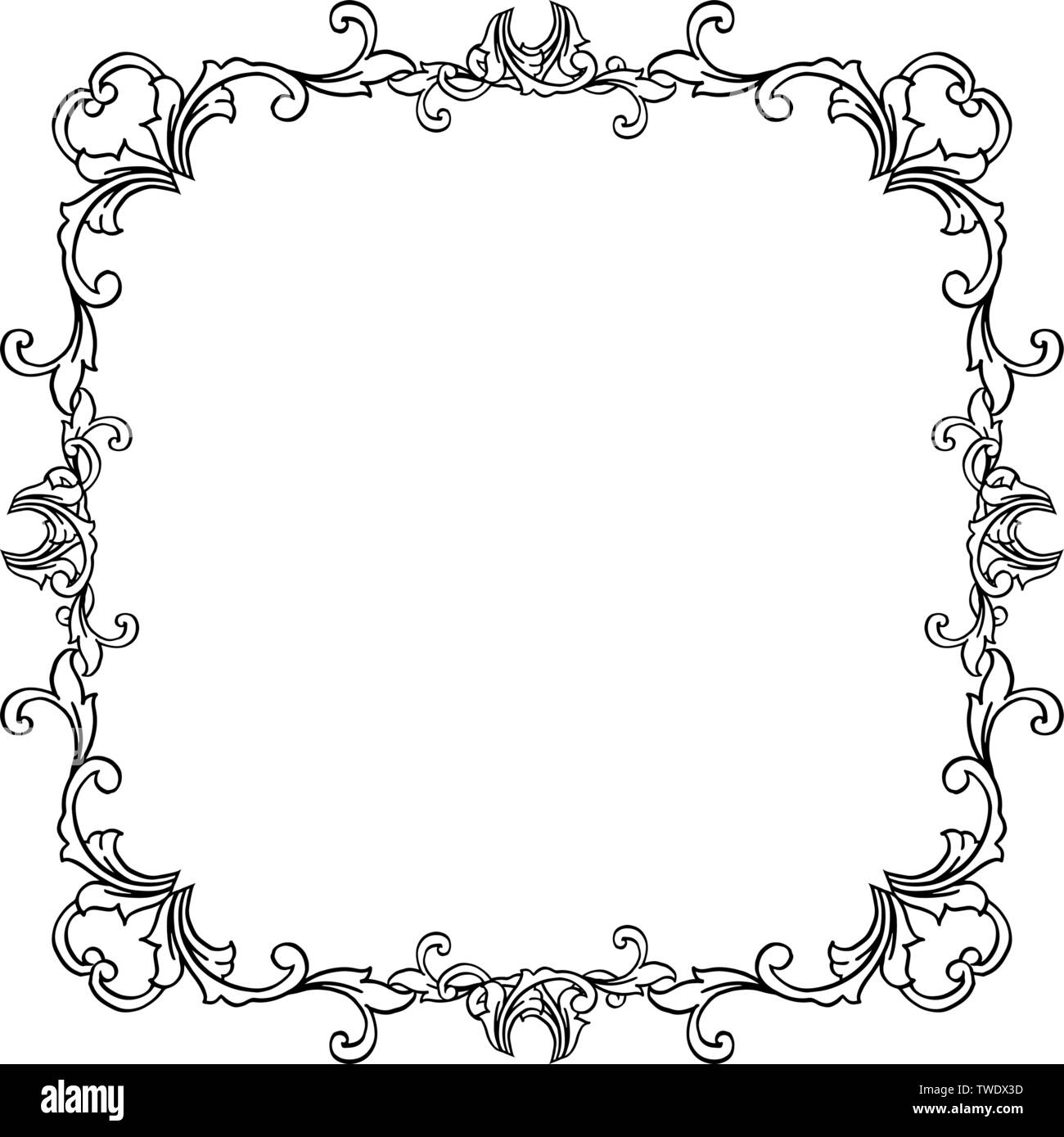 Vector illustration of card with drawing flower frame hand drawn Stock ...