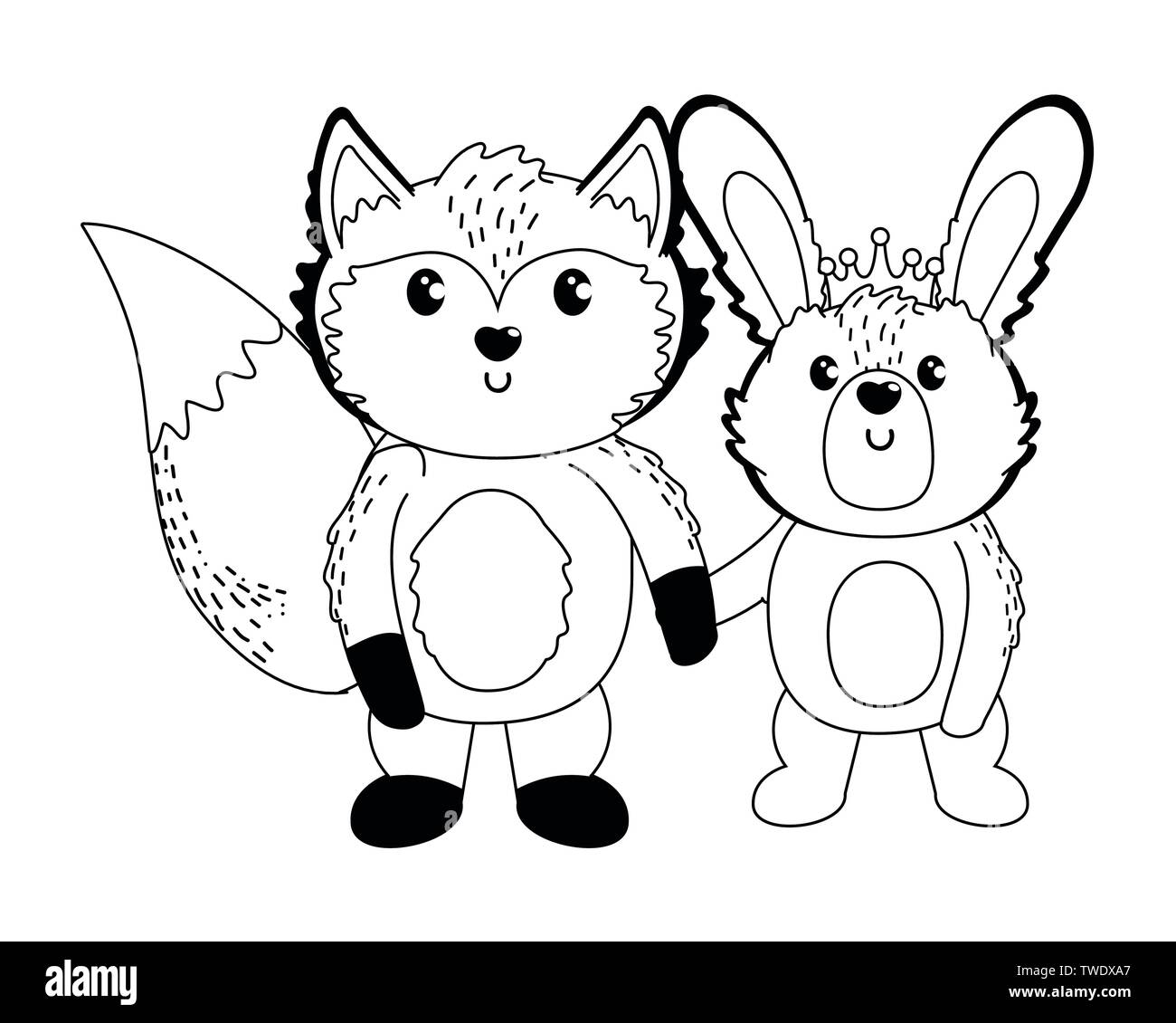 Fox and rabbit cartoon design, Animal cute zoo life nature and fauna ...