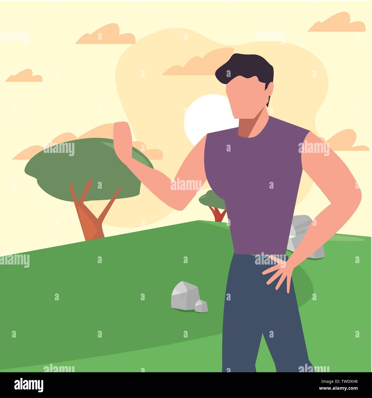 man standing in the park activity outdoors vector illustration Stock ...
