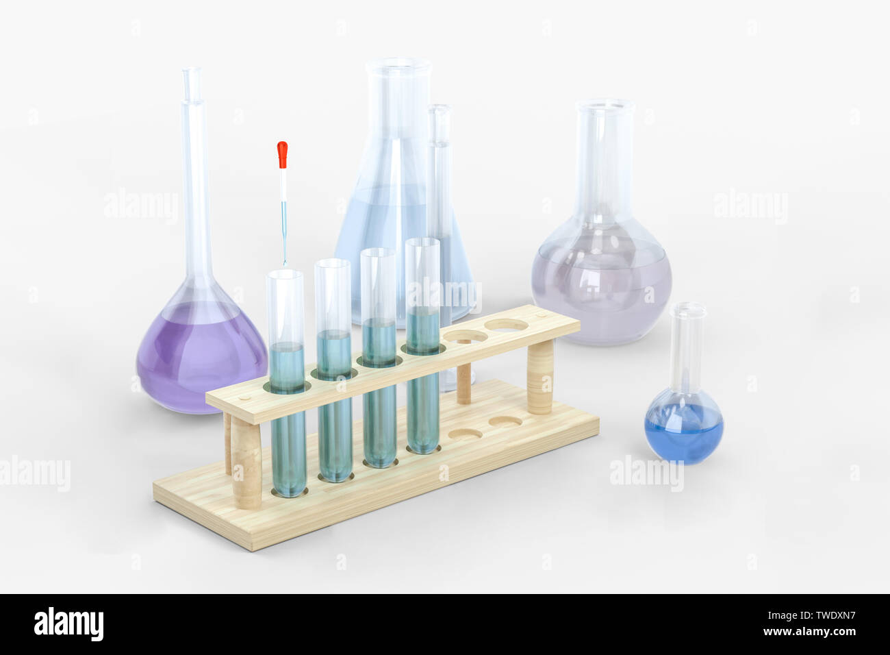 Laboratory chemical utensils, three-dimensional rendering Stock Photo ...