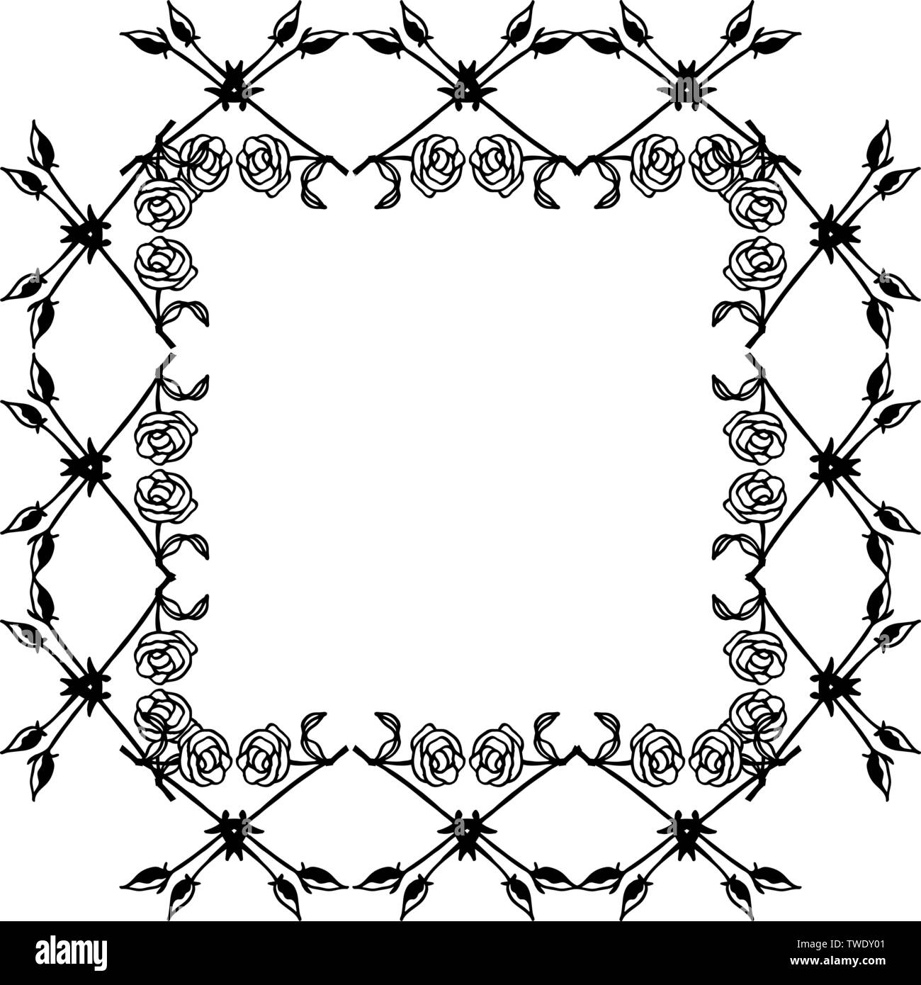 Vector illustration beautiful art with pattern flower frame hand drawn ...