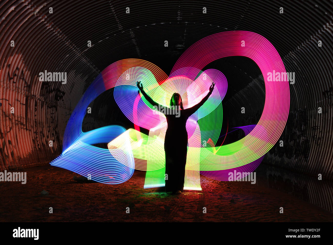 Creative Light Painting With Color and Tube Lighting Stock Photo - Alamy
