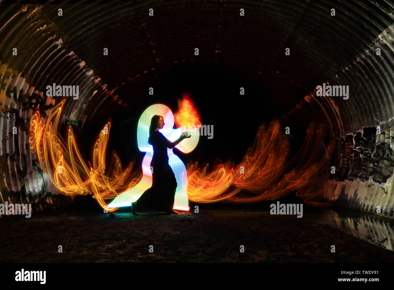 Creative Light Painting With Color and Tube Lighting Stock Photo - Alamy