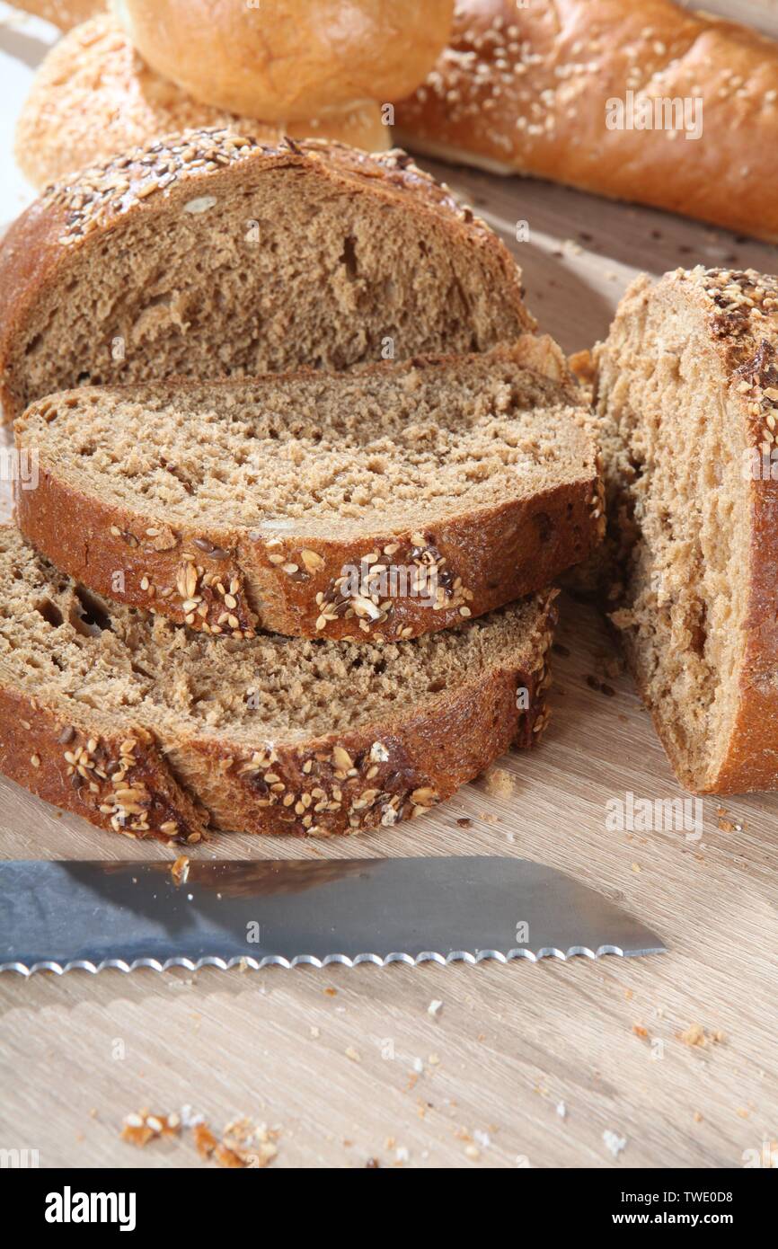 loaf and slices of whole rye bread Stock Photo - Alamy