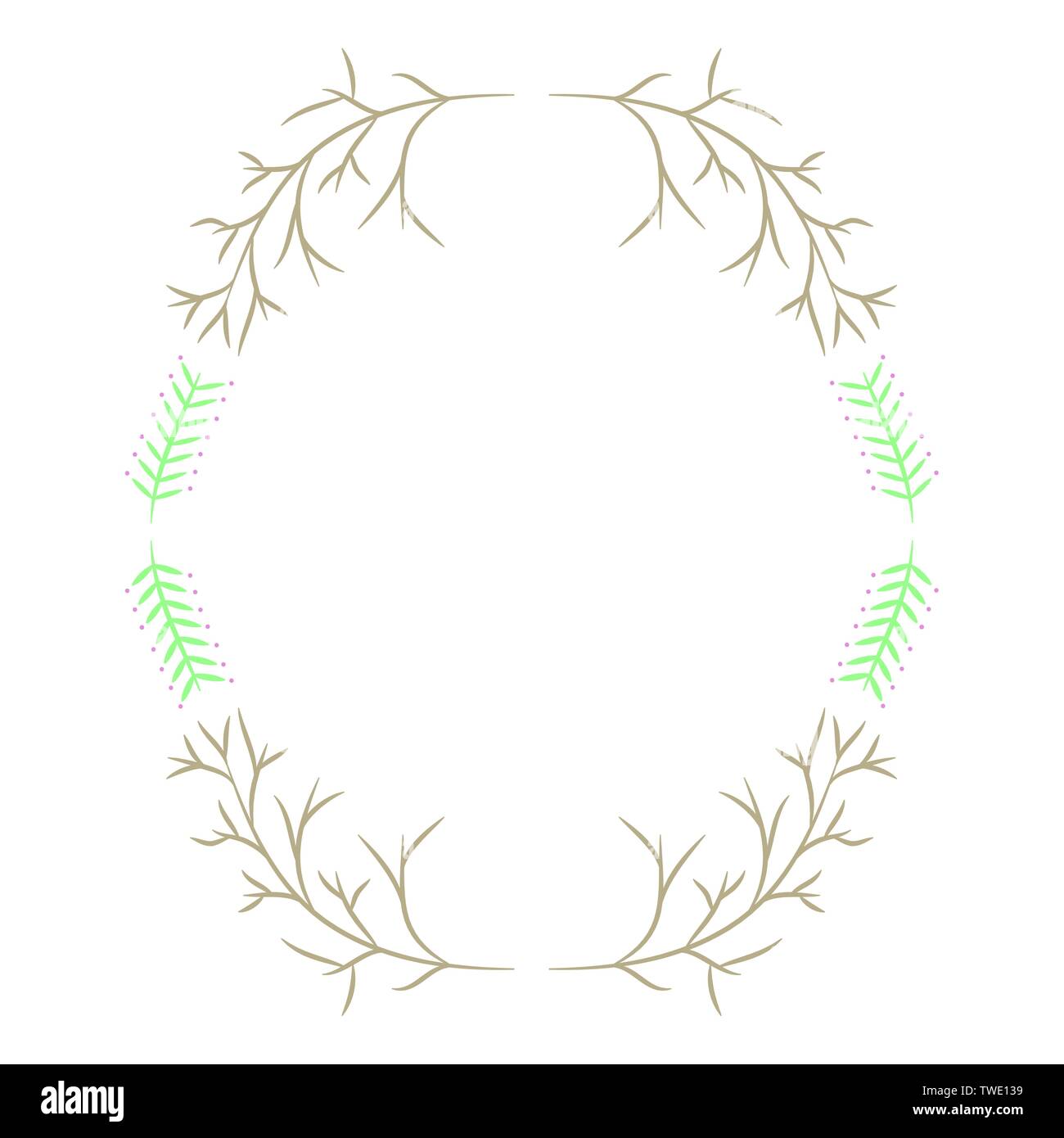 circular leafs crown frame boho style vector illustration design Stock ...