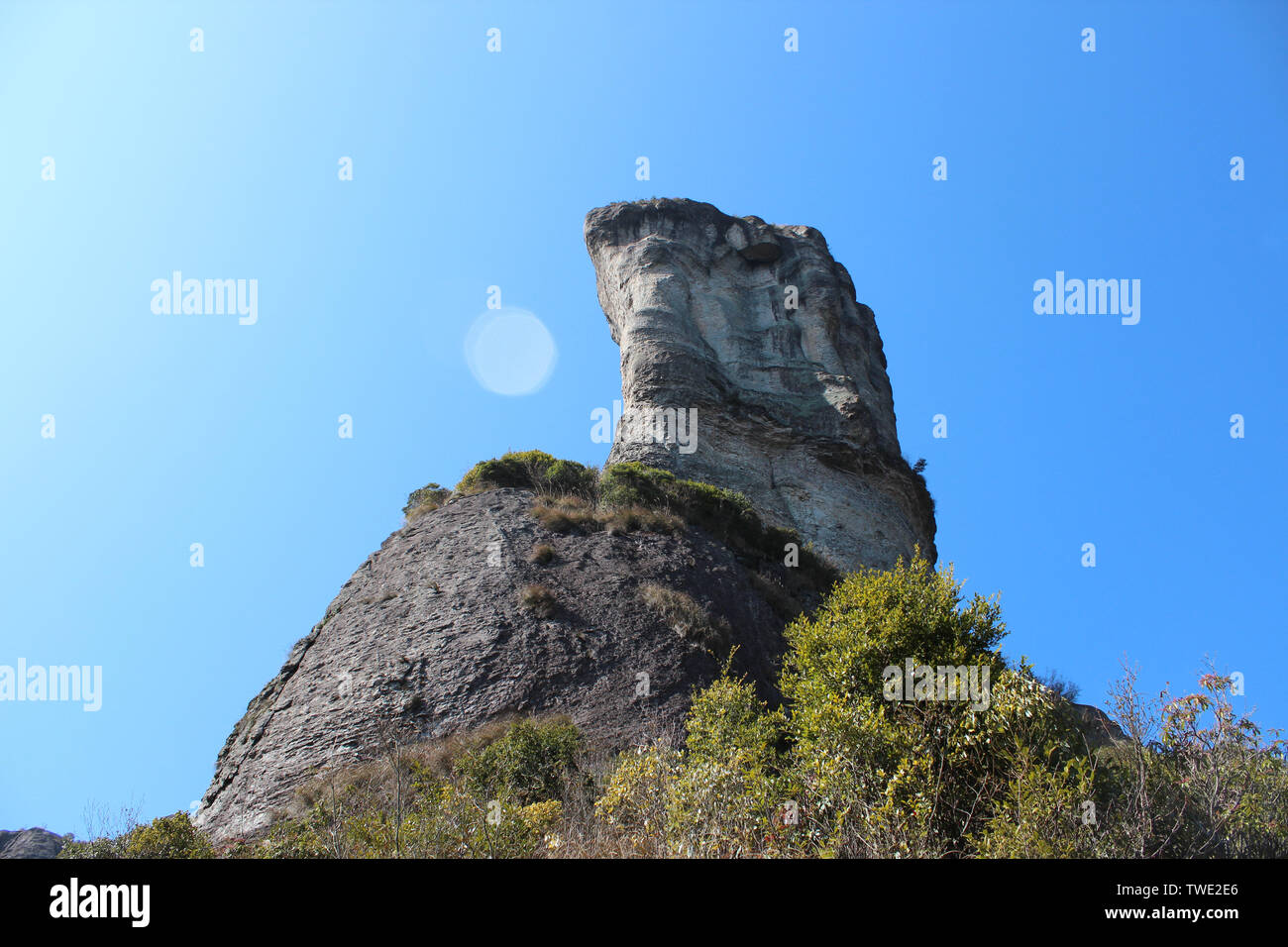 Looking up at the high peaks Stock Photo - Alamy