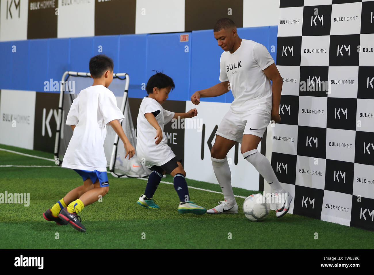 Paris Saint-Germain's French forward Kylian Mbappe attends a football ...