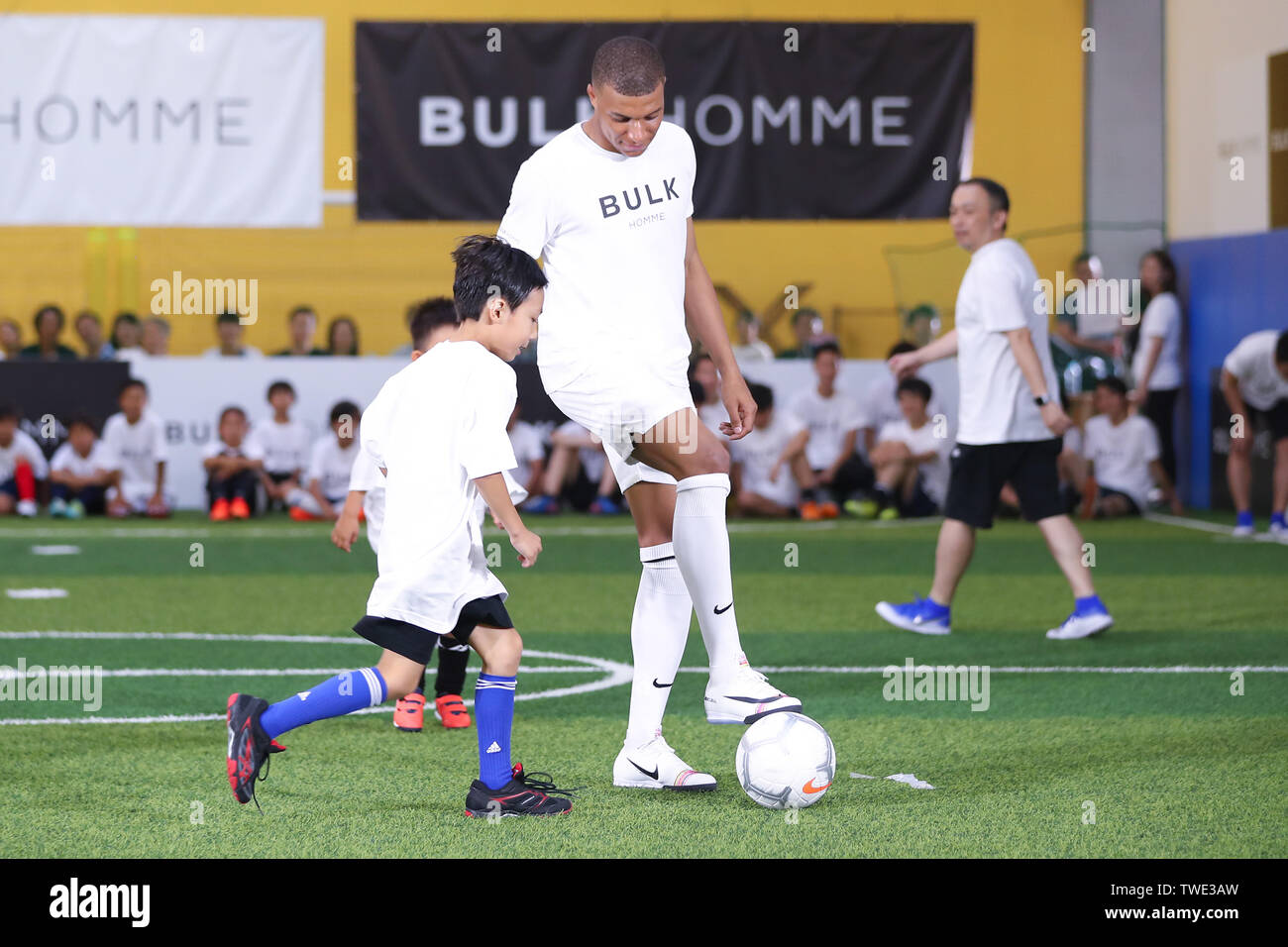 Paris Saint-Germain's French forward Kylian Mbappe attends a football ...