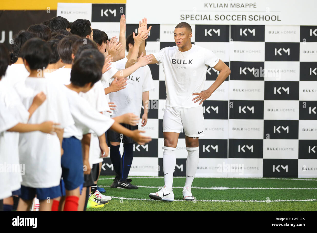 Paris Saint-Germain's French forward Kylian Mbappe attends a football ...