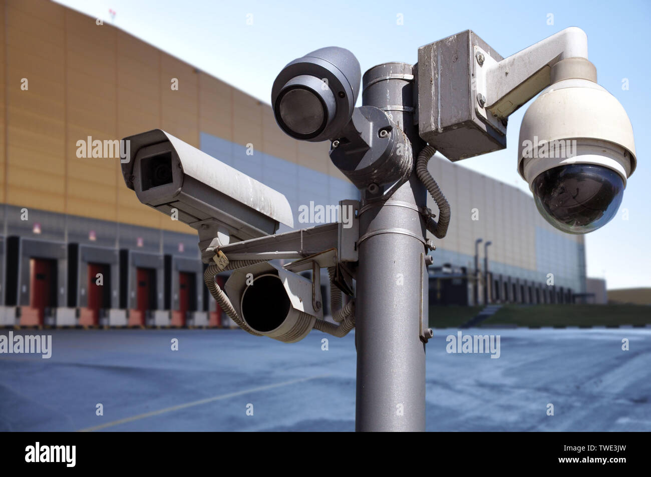 closed circuit camera Multi-angle CCTV system on the background of the ...