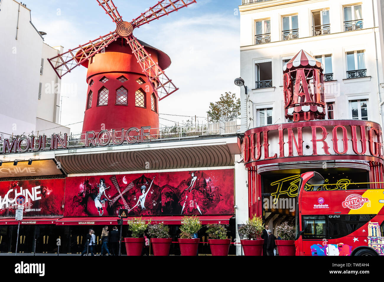Paris, France, October 09, 2018: The Moulin Rouge famous cabaret built ...