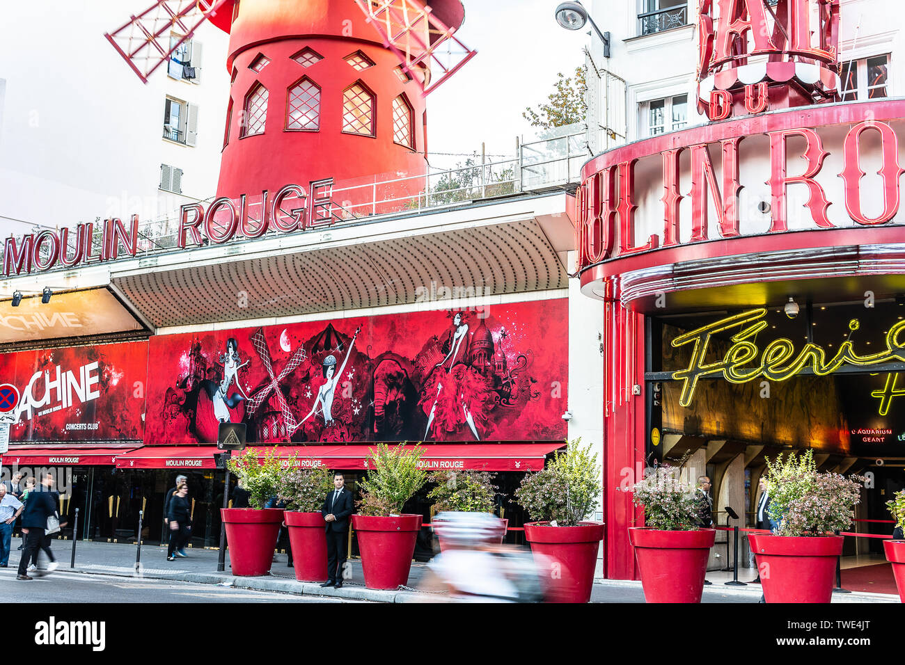 Paris, France, October 09, 2018: The Moulin Rouge famous cabaret built ...