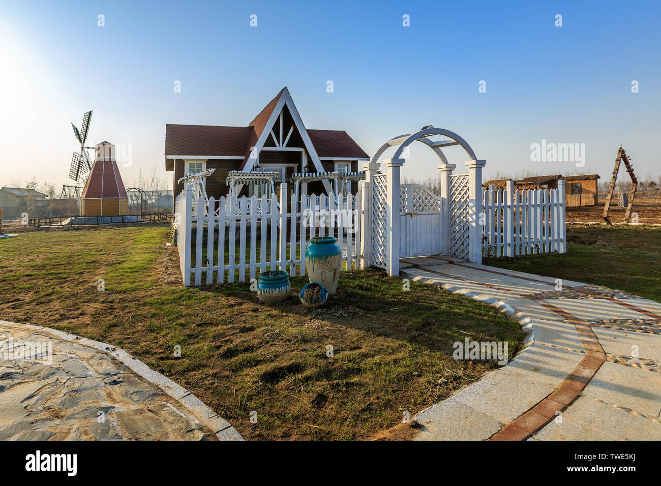 The cabin building in Film City Stock Photo - Alamy