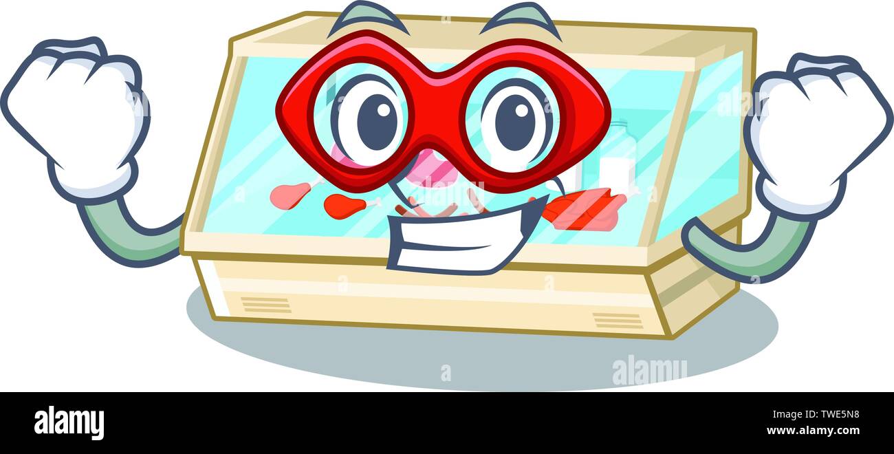 Super hero trade counter next to cartoon tables Stock Vector Image ...