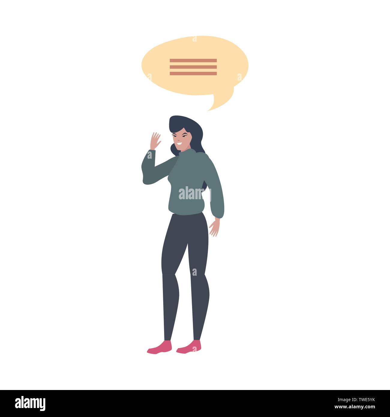 woman female character talk bubble vector illustration Stock Vector ...