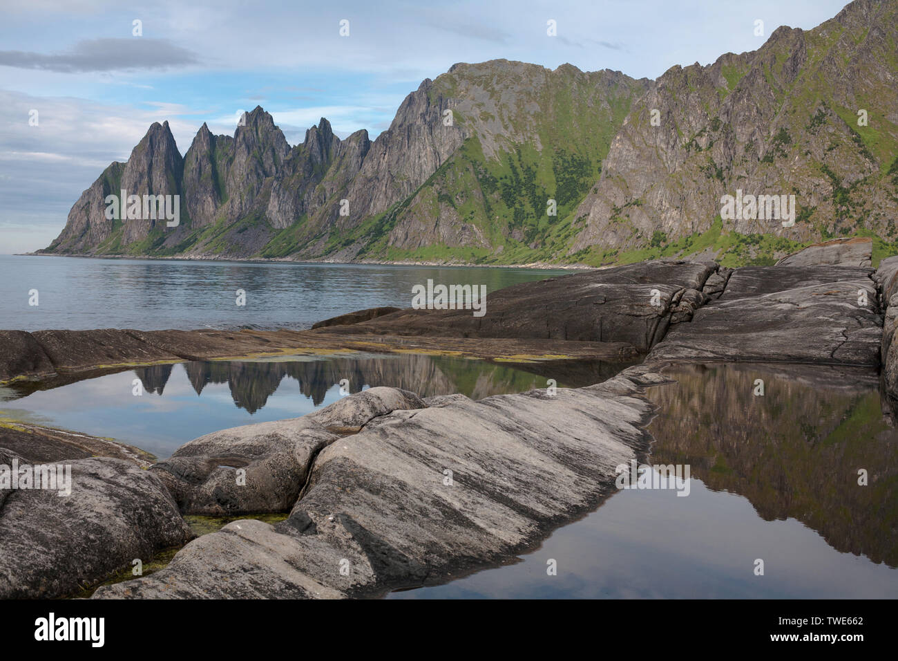 dragon's teeth rocks on Senja island of Norway Stock Photo - Alamy