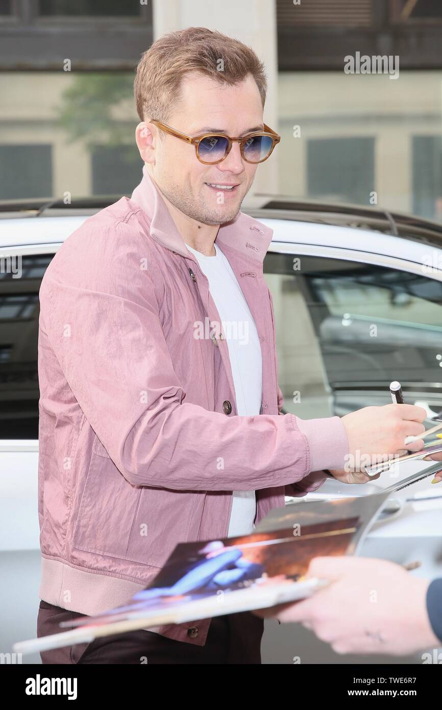 Taron Egerton seen at Radio 2 for radio interviews Featuring: Taron ...