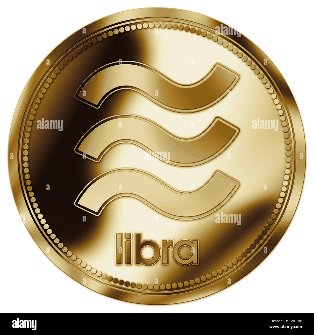 Libra virtual currency simbol on the fantasy gold coin, illustration ...