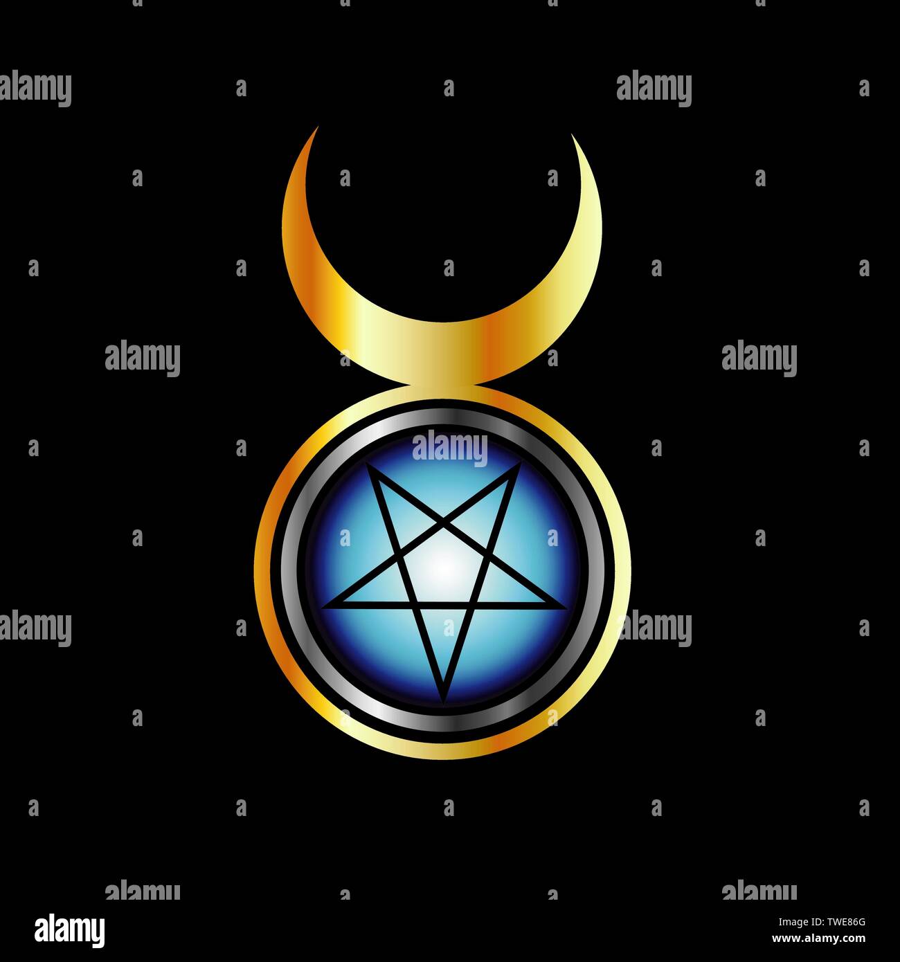Moon pentagram Stock Vector Images - Alamy