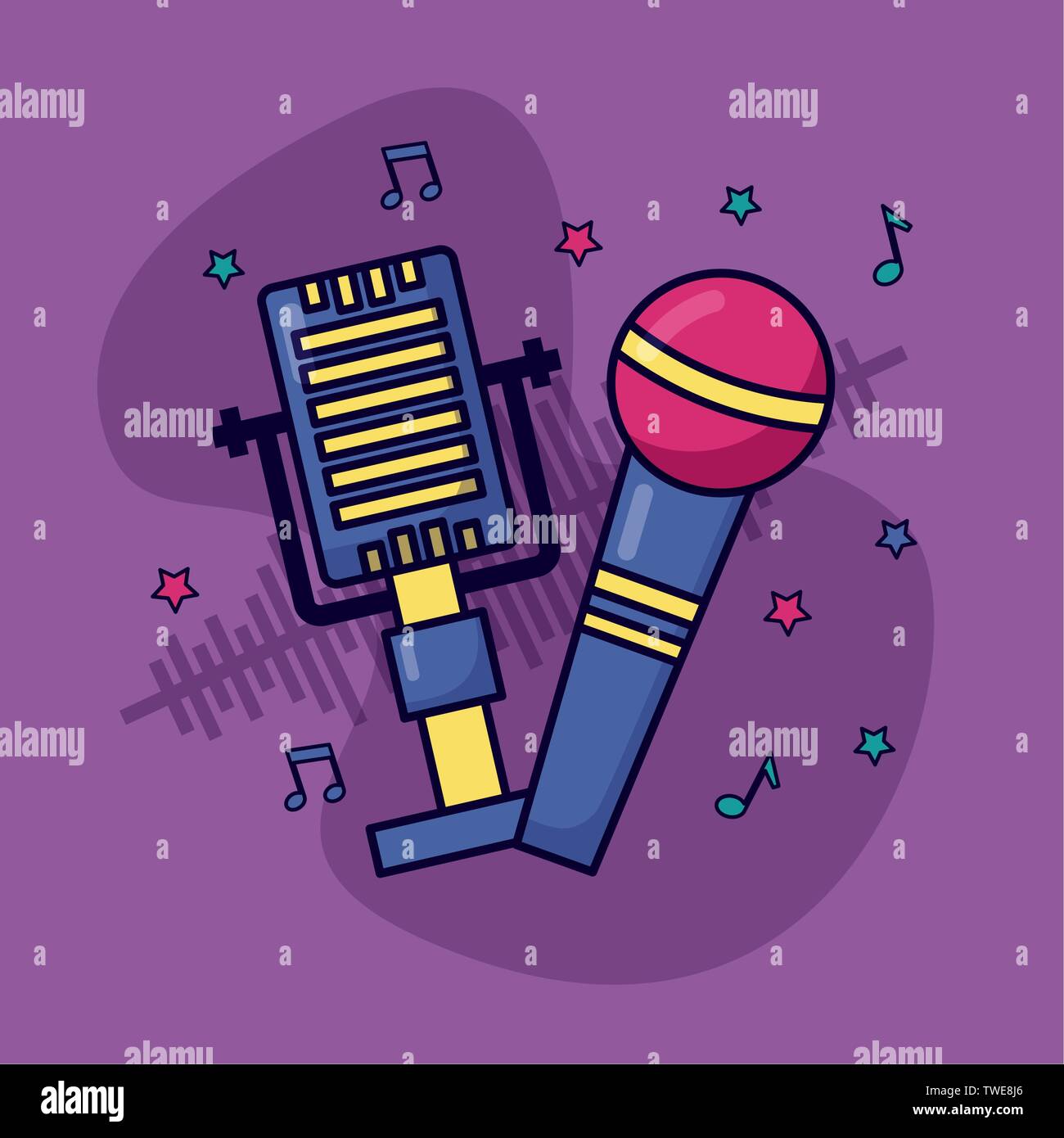 retro microphone sound music colorful background Stock Vector Image ...