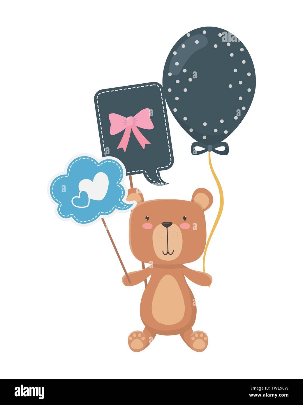 Baby shower icon set design, Invitation party card decoration love ...