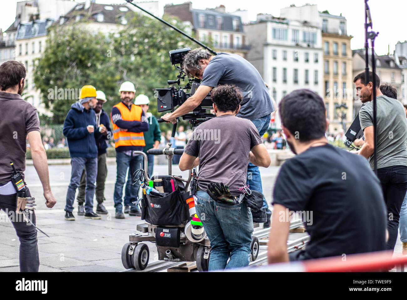 Man and television and trolley hi-res stock photography and images - Alamy