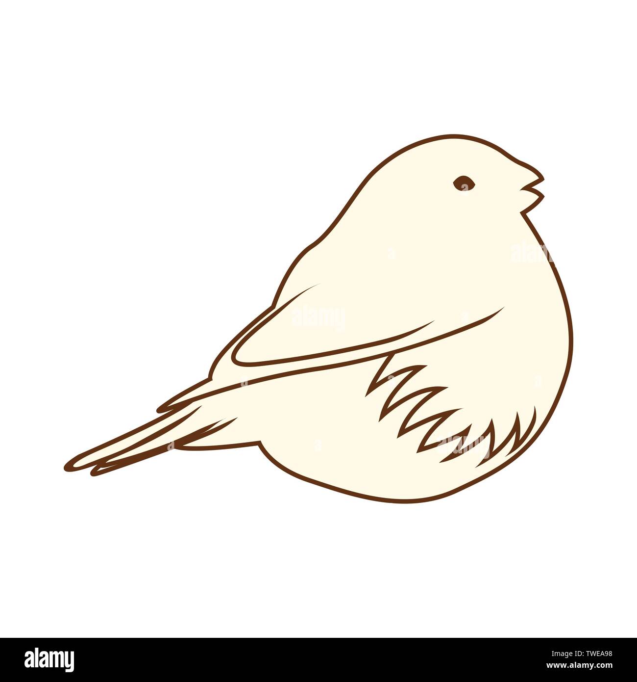 Sketch of Bird. Brown Line Color Design. Vector Illustration Stock ...