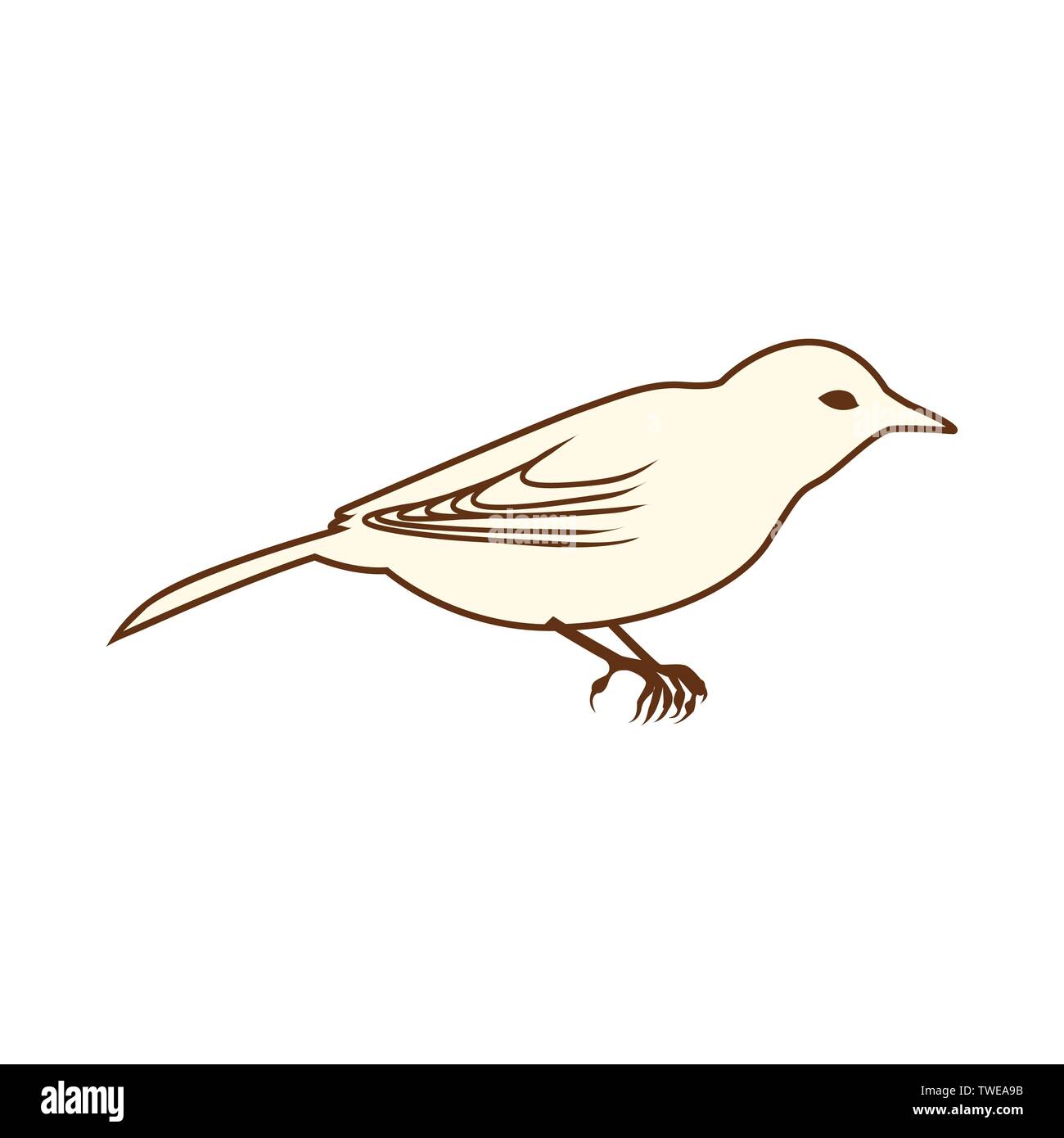 Sketch of Bird. Brown Line Color Design. Vector Illustration Stock ...