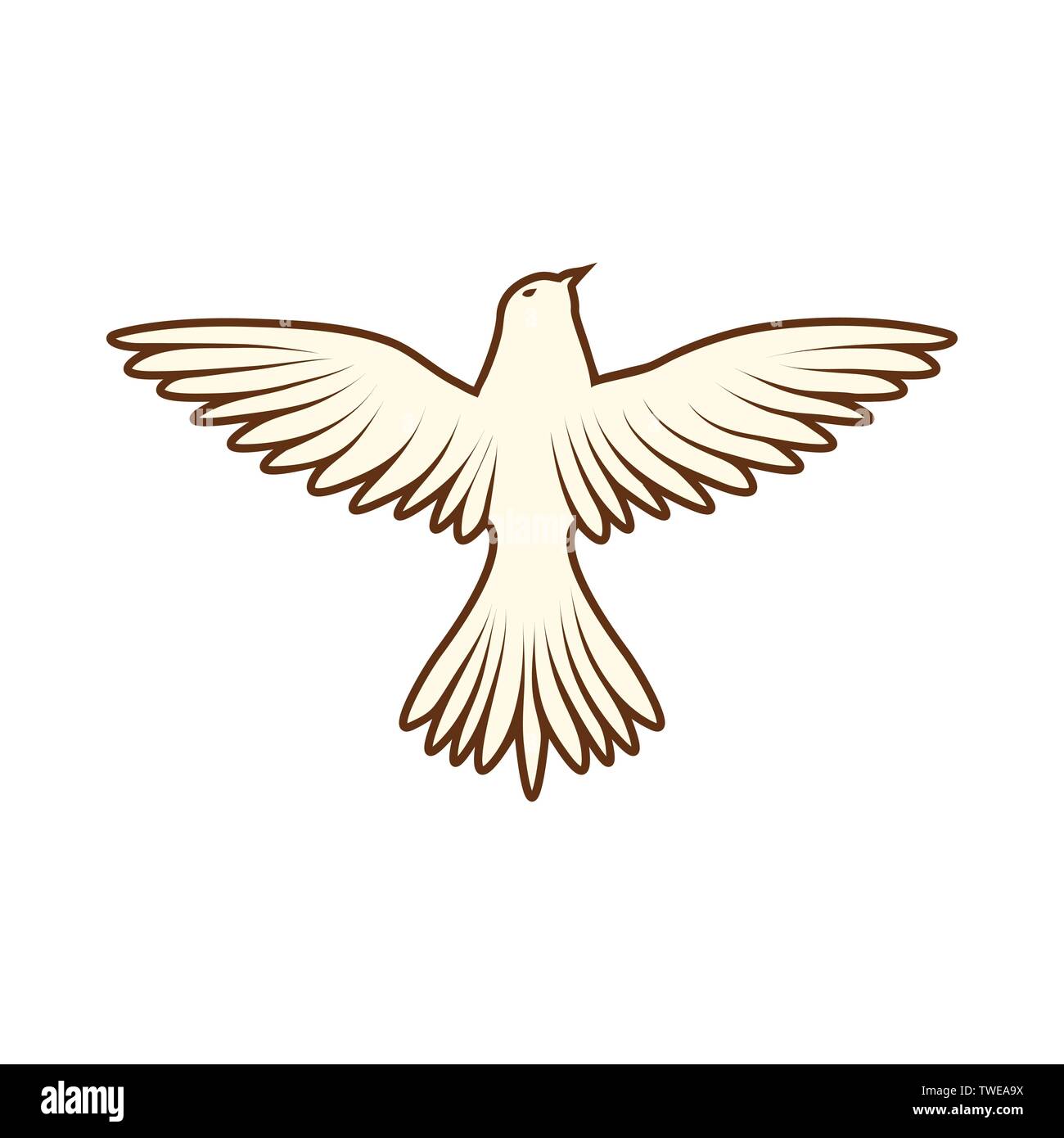 Sketch of Bird. Brown Line Color Design. Vector Illustration Stock ...