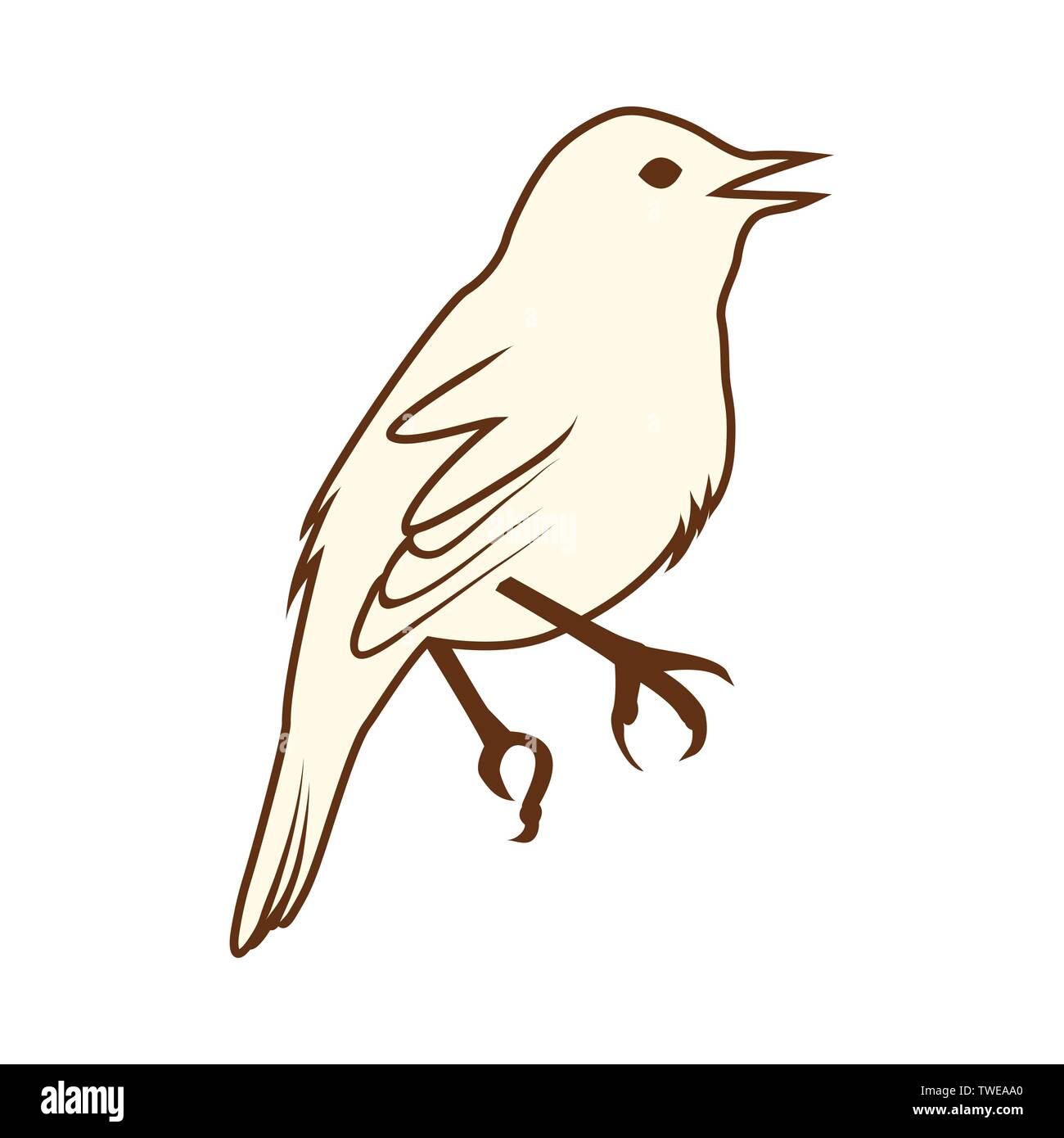 Sketch of Bird. Brown Line Color Design. Vector Illustration Stock ...