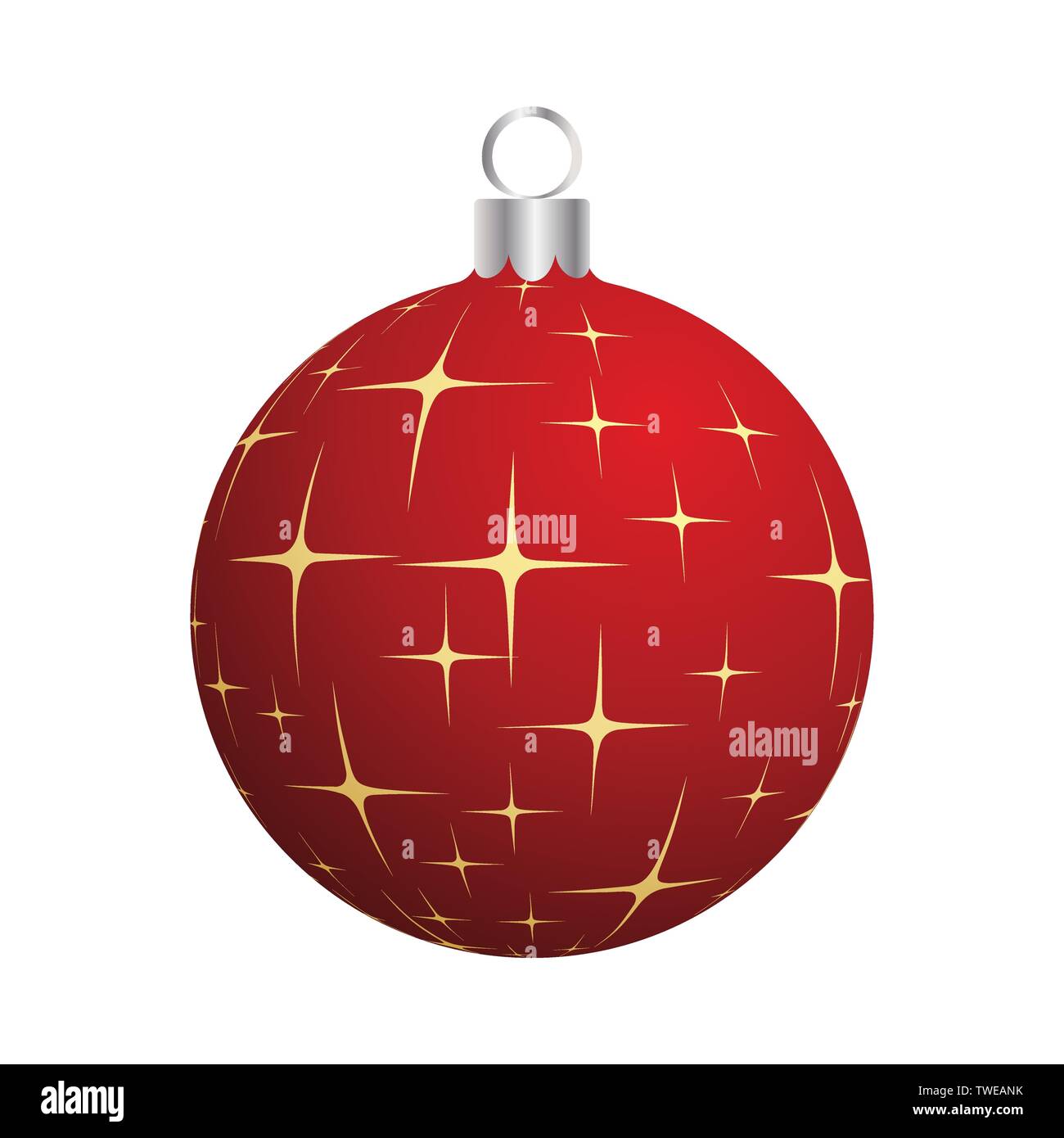 Christmas (New Year) Ball. Red With Gold Design. Vector Illustration ...