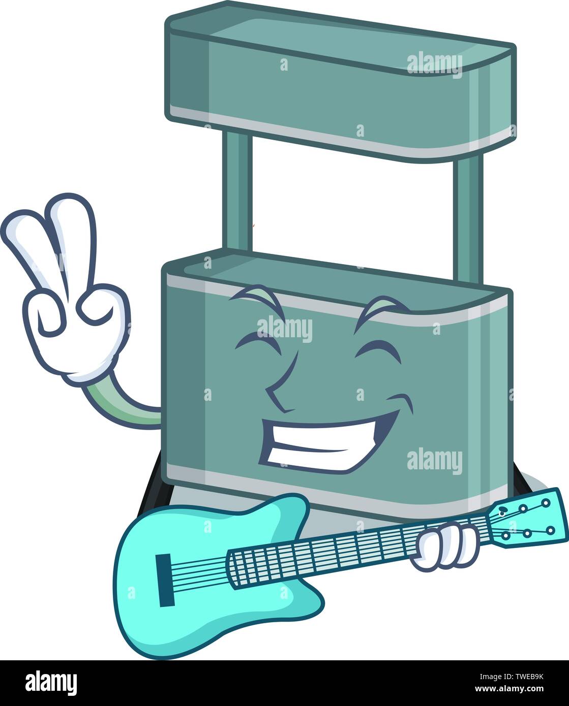 With guitar trade stand on the cartoon roadside Stock Vector Image ...