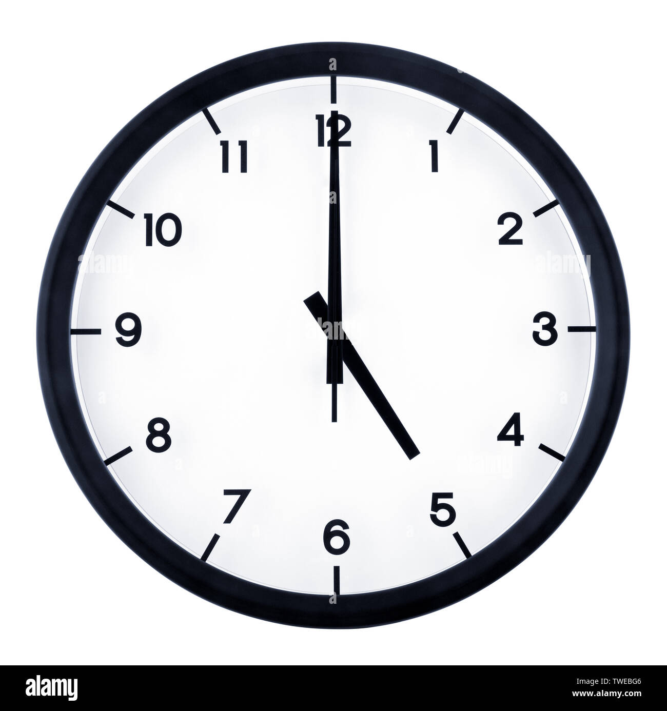 Classic analog clock pointing at 5 o'clock, isolated on white ...