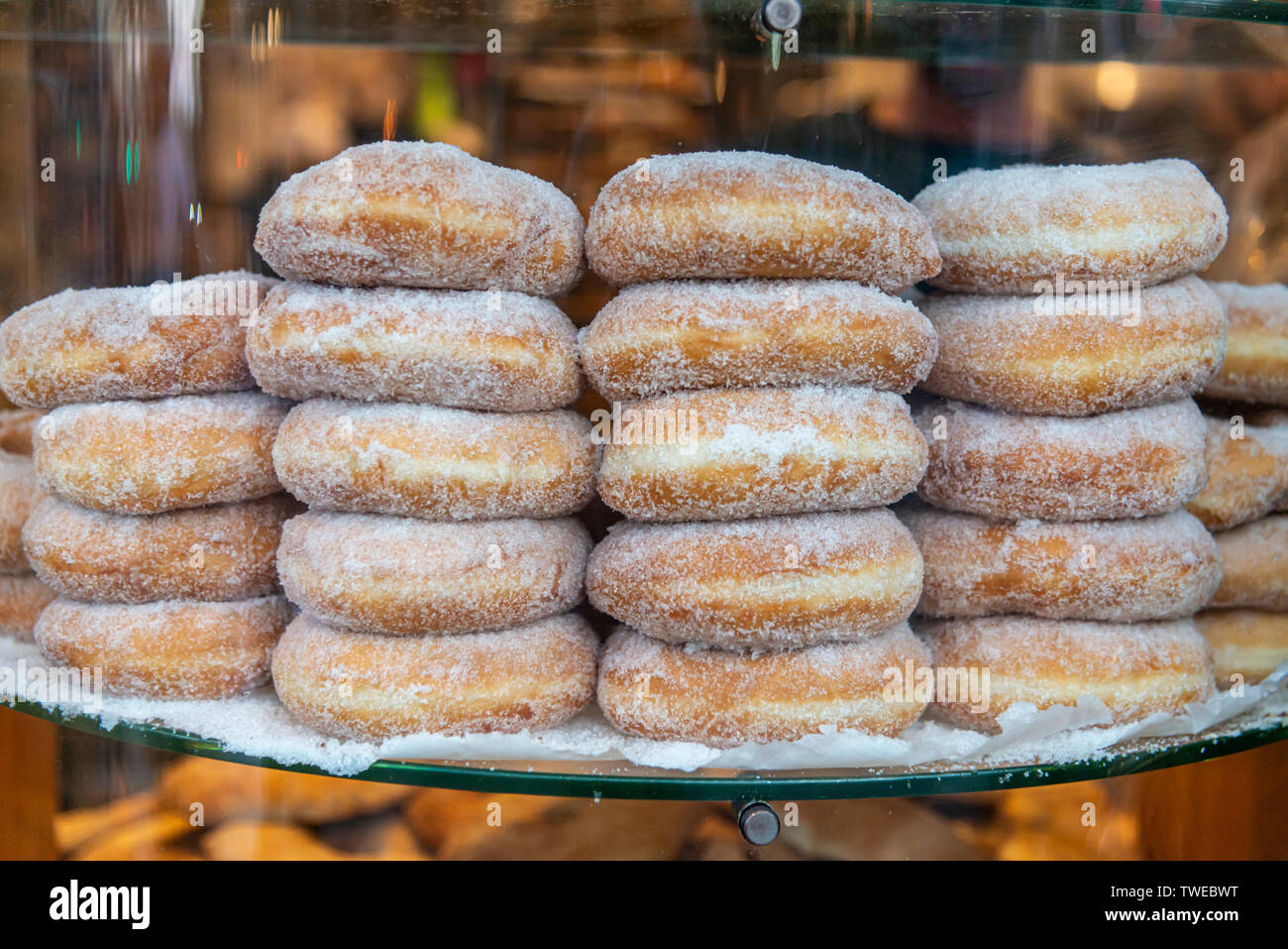 Fresh arab donuts white sugar coated Stock Photo - Alamy