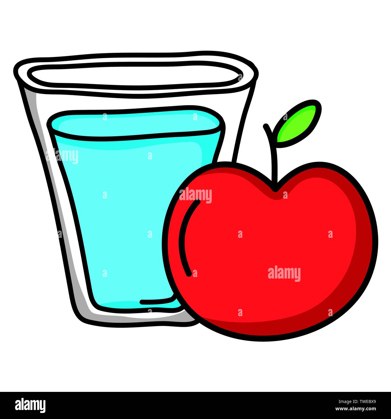 water glass with apple fruit vector illustration design Stock Vector ...