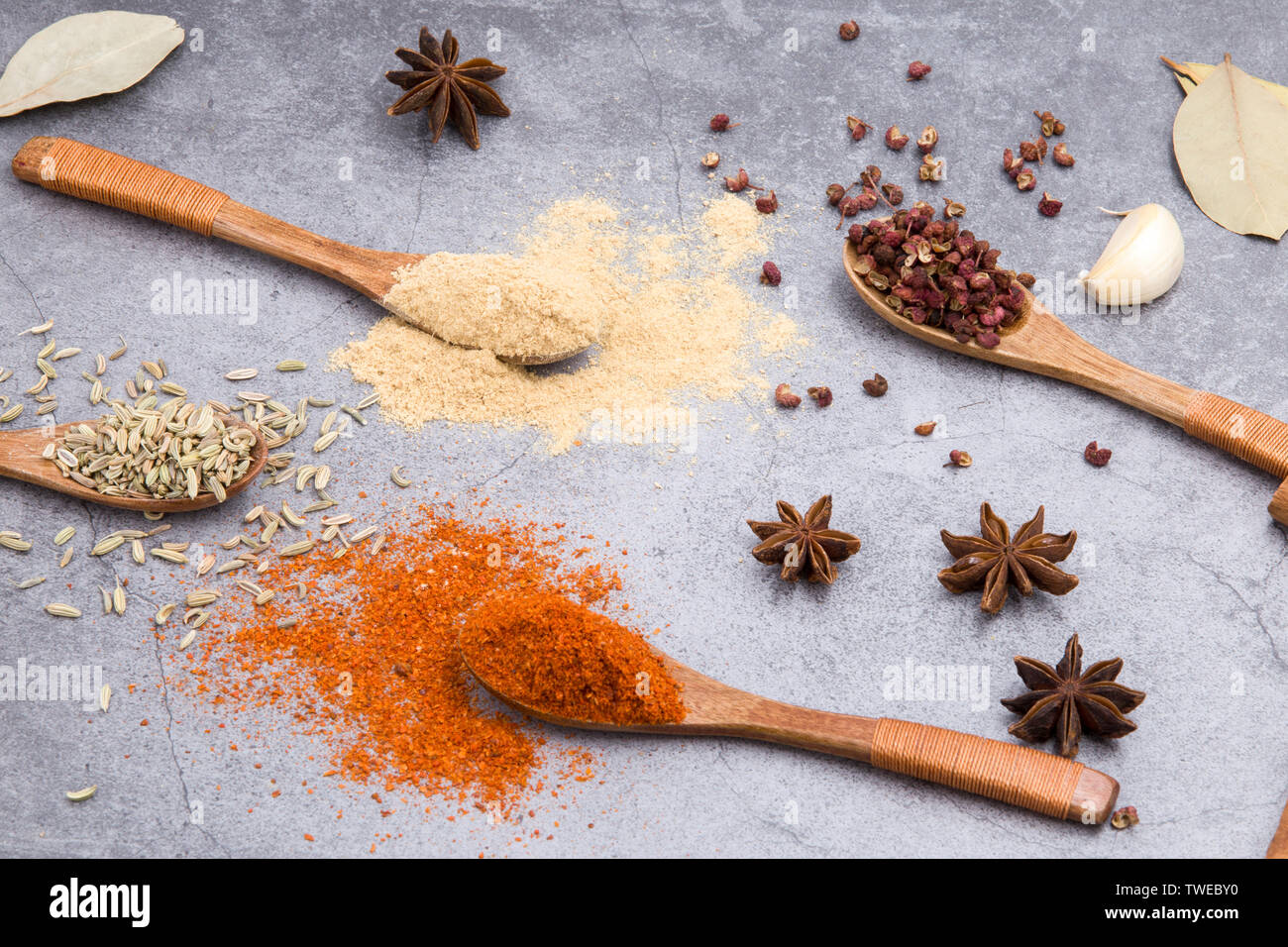 All kinds of seasonings, Chinese seasonings, high angle overhead shot ...