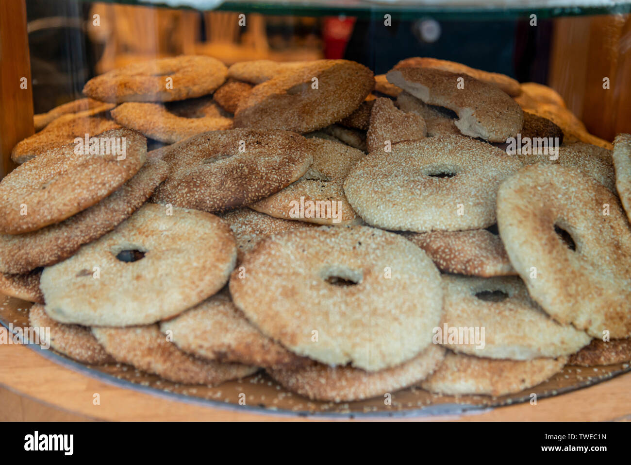 Fresh arab bagels with sesame Stock Photo - Alamy