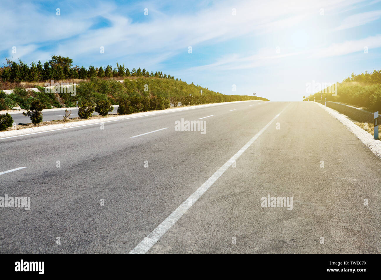 Road landscape no one to travel expressway guide sky asphalt hi-res ...