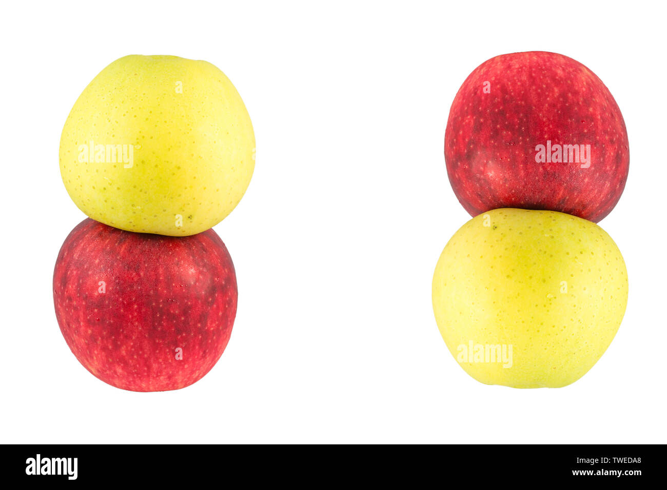 Apple two vertical pile isolated on white Stock Photo - Alamy