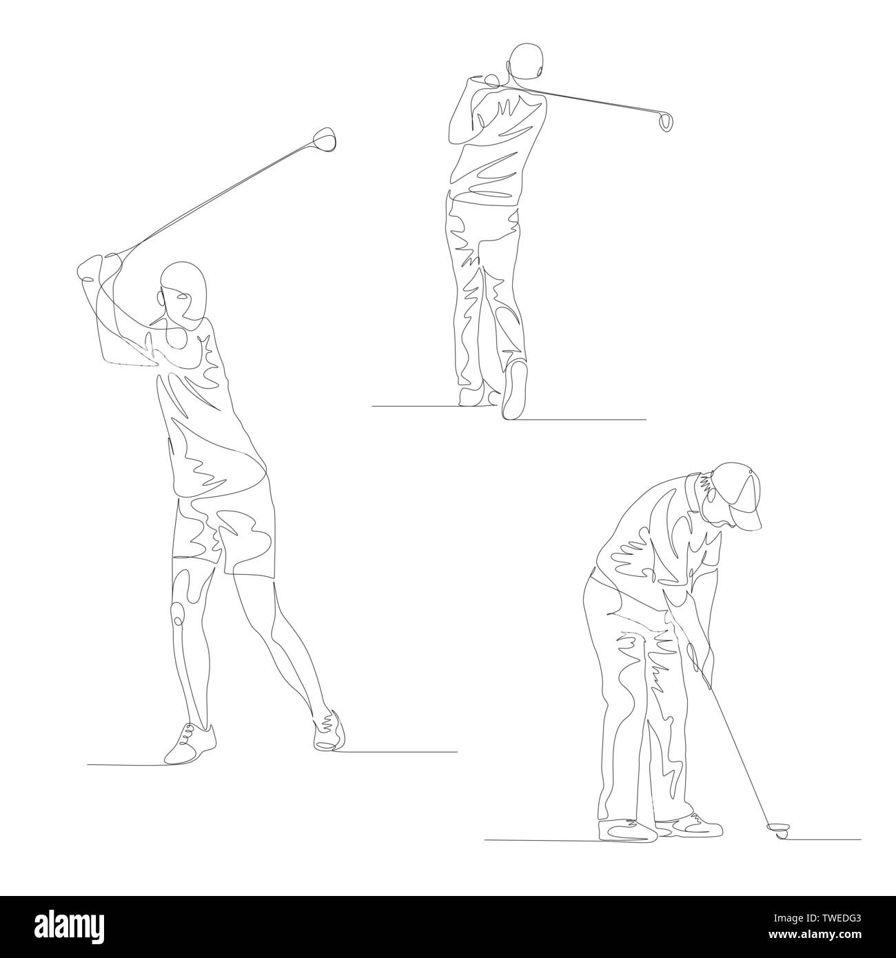 Golf player one line Stock Vector Images - Alamy