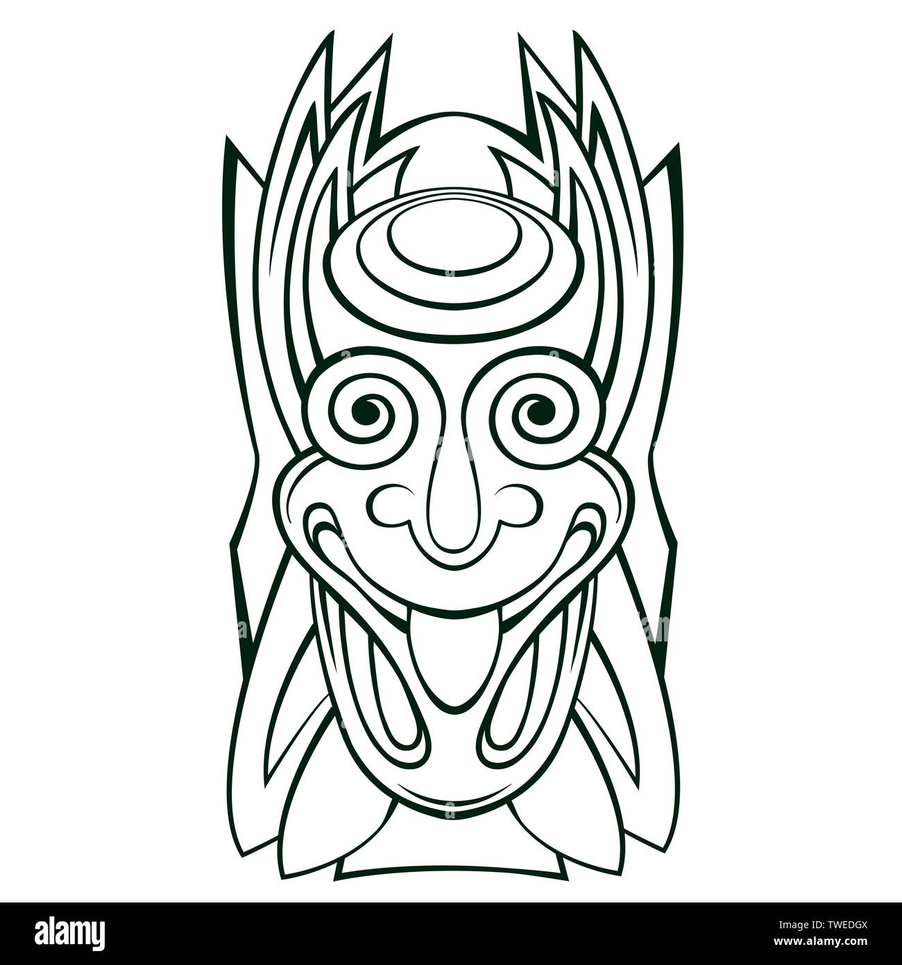 Tiki idol mask Line Art Stock Vector Image & Art - Alamy