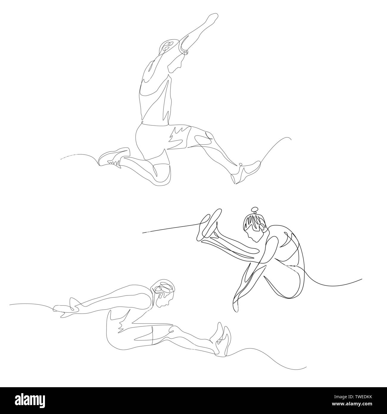 Continuous one line long jumper set. Summer Olympic Games. Vector Stock ...